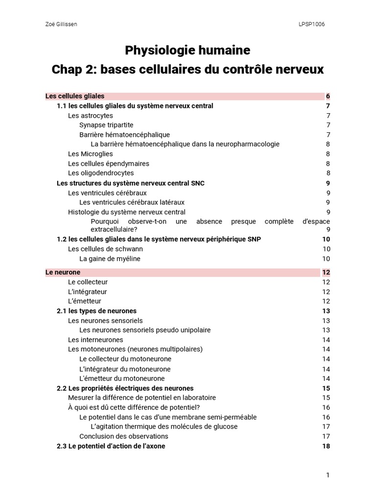 Bases cellulaires du contrôle nerveux | PDF | Synapse | Neurone