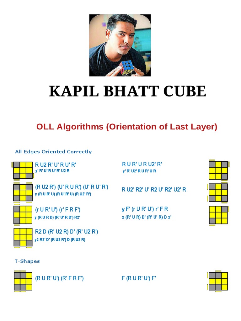 Kapil Bhatt Cube: OLL Algorithms (Orientation of Last Layer) | PDF | Volume | Recreational ...