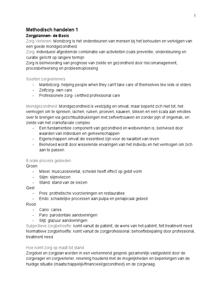 Methodisch handelen 1 samenvatting jaar 1 | PDF