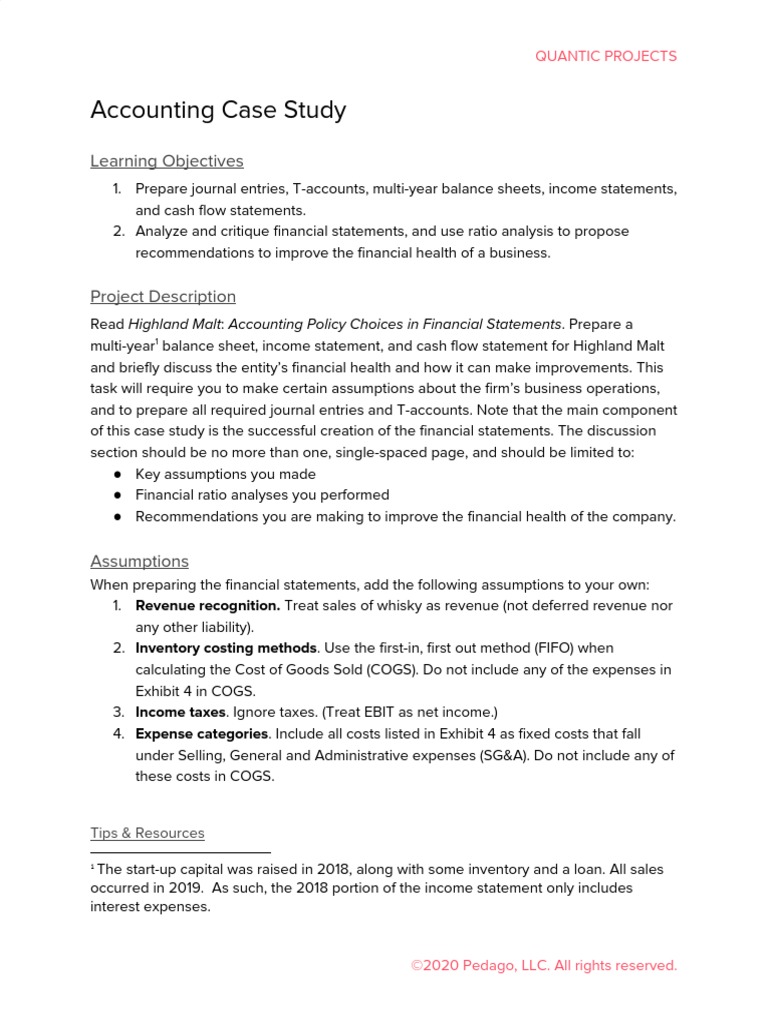 Accounting Case Study | PDF | Cost Of Goods Sold | Accounting