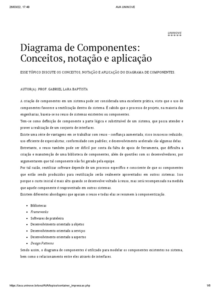 18 Diagrama de Componentes Conceitos, Notação e Aplicação | PDF ...