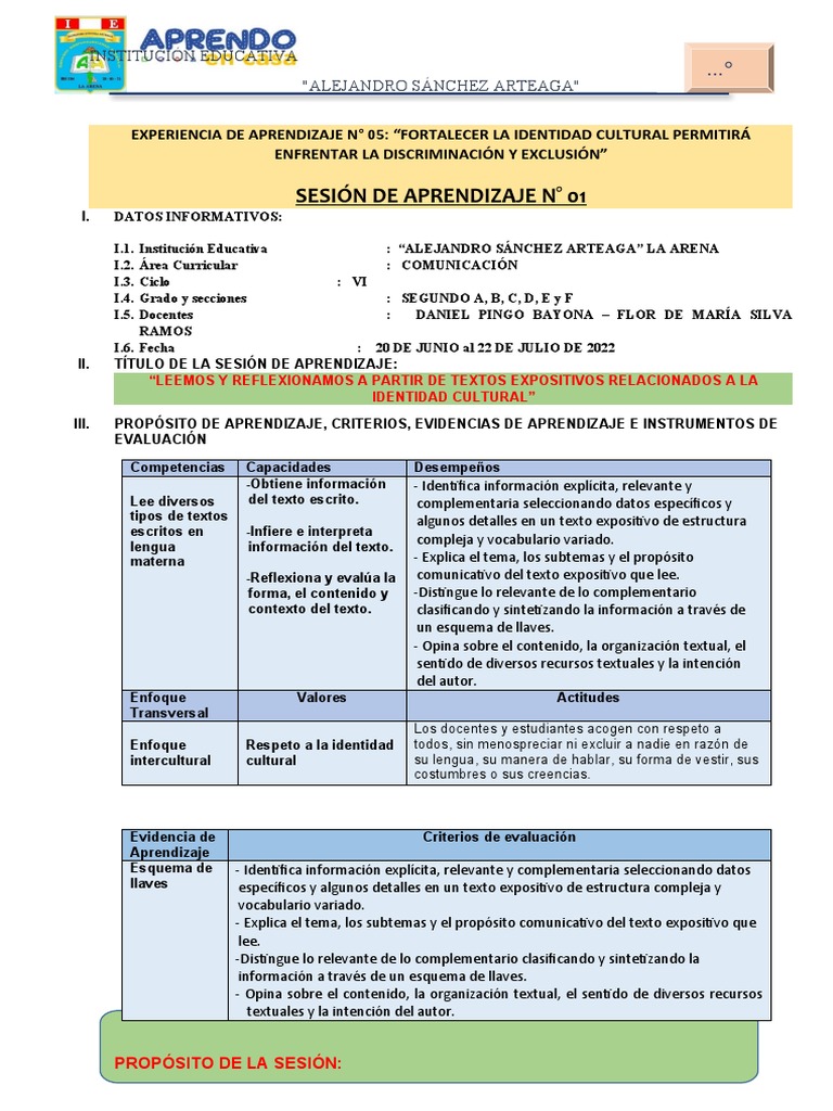 Sesión de Comunicación 1 Eda 5 | PDF | Comprensión lectora | Aprendizaje