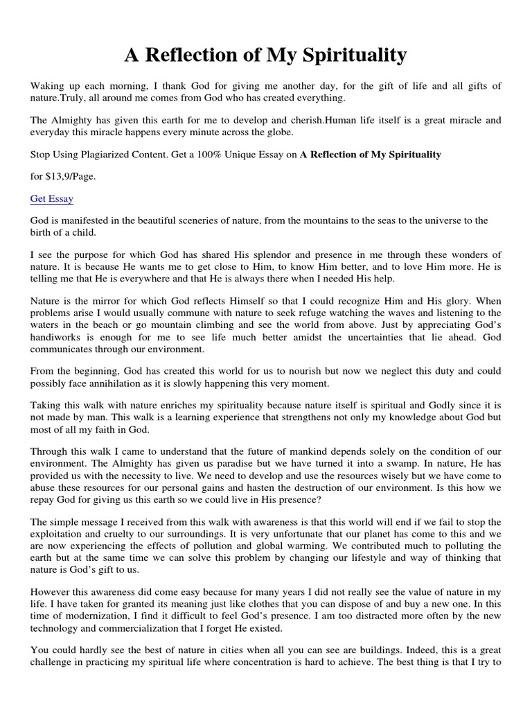 A Reflection of My Spirituality | Download Free PDF | God | Nature