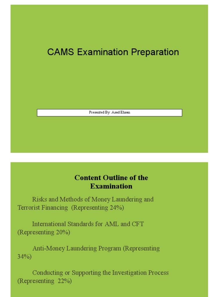 CAMS - E-1.pptx Class | PDF | Money Laundering | Terrorism Financing