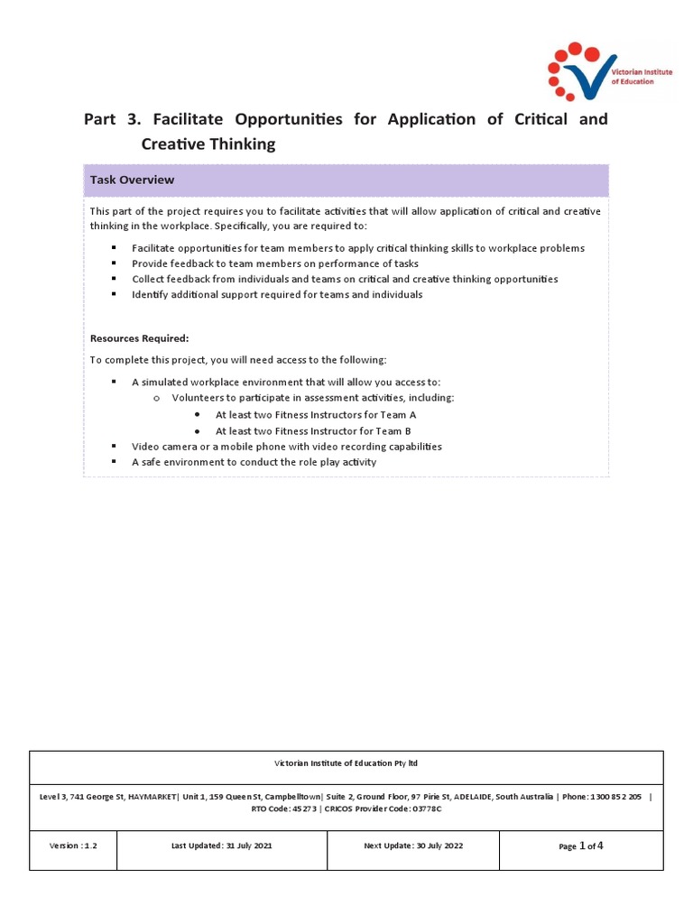 BSBCRT511 Assessment 2 of 2 (Part 3 - 3.1) .v1.0 | PDF | Personal ...