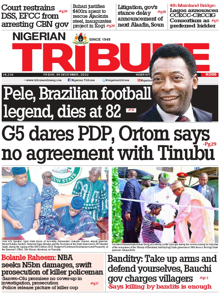 30-12-2022 Nigerian Tribune - 230309 - 171311 | PDF | Nigeria