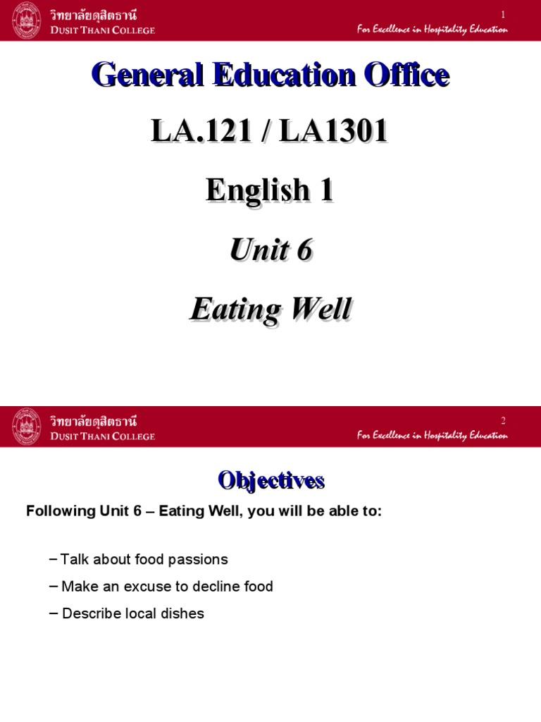 Unit 6 Eating Well | PDF | Taste | Healthy Diet