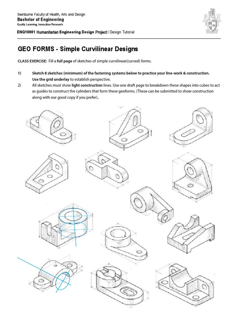 Design Folio 1c - Geo Forms Handout - Curvilinear.2023 | PDF | Ellipse ...