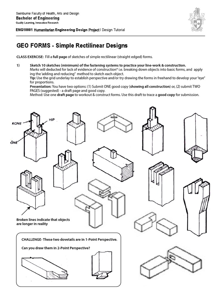 Design Folio 1b - Geo Forms Handout - Rectilinear 2023 | PDF