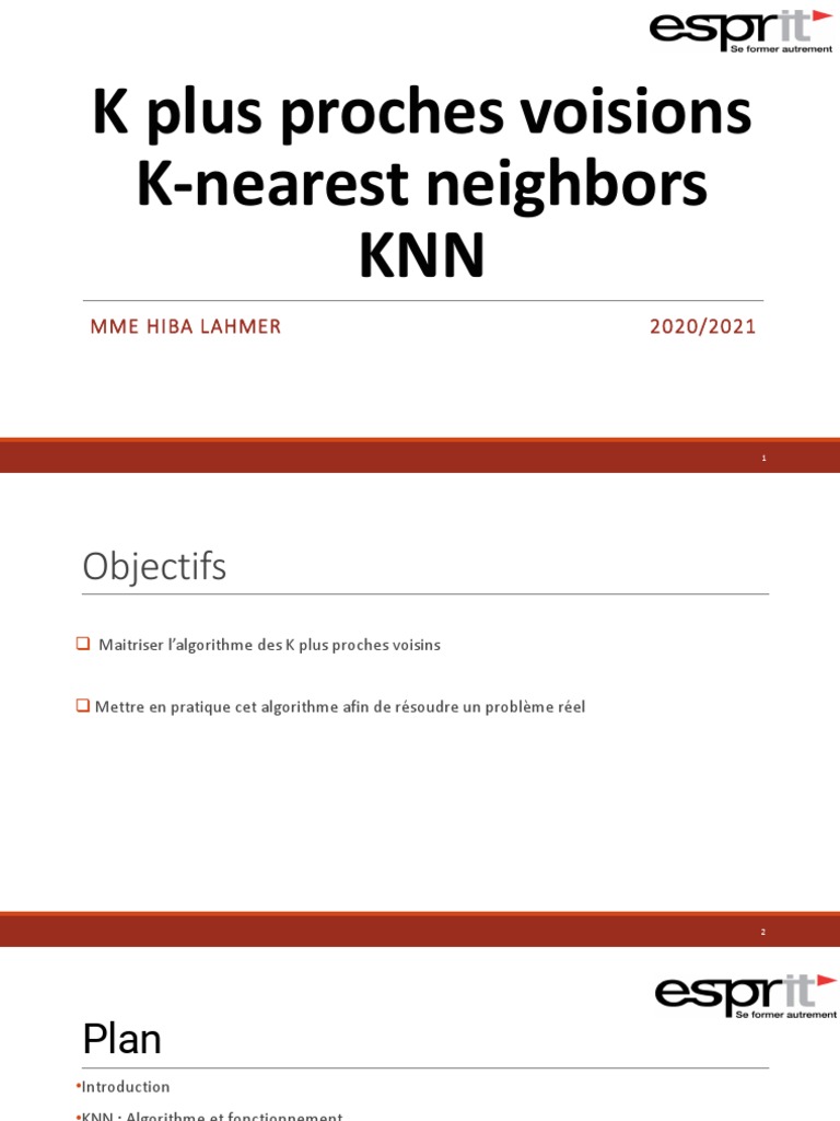 K Plus Proches Voisions K-Nearest Neighbors KNN: Mme Hiba Lahmer 2020/2021 | PDF | Apprentissage ...