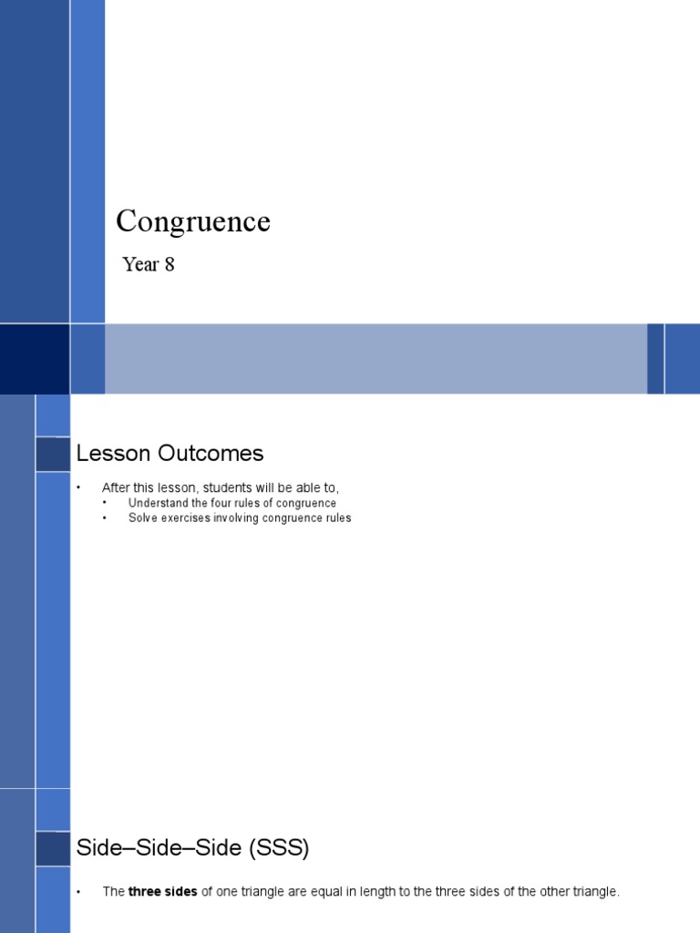 Maths - Year 8 Congruence) | PDF | Arithmetic | Euclidean Plane Geometry