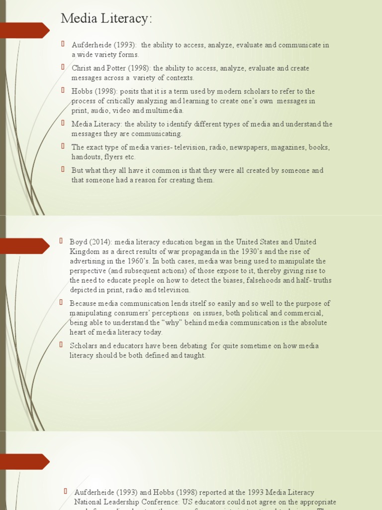 Understanding Media Literacy Concepts | PDF | Mass Media | Media ...