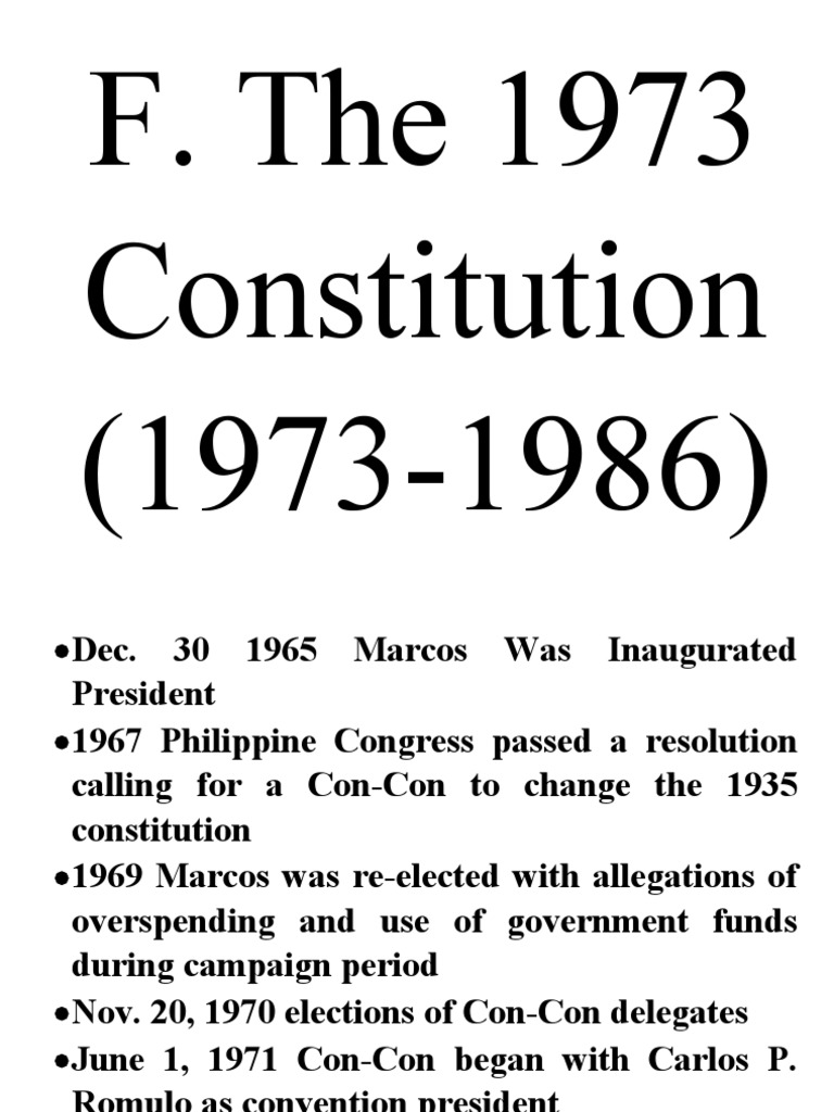 F. The 1973 Constitution (1973-1986) | PDF | World Politics | President ...