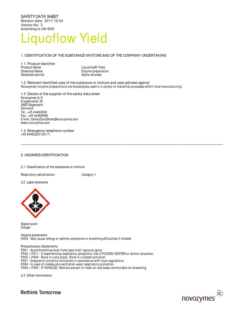 MSDS-Liquoflow Yield | PDF | Dangerous Goods | Physical Sciences
