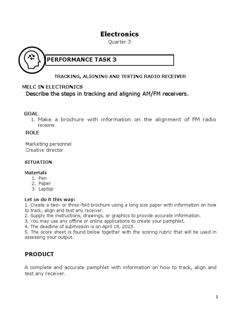 Performance Task 3 TRACKING ALIGNING AND TESTING RADIO RECEIVER | PDF ... Performance Task 3 TRACKING ALIGNING AND TESTING RADIO RECEIVER | PDF ...