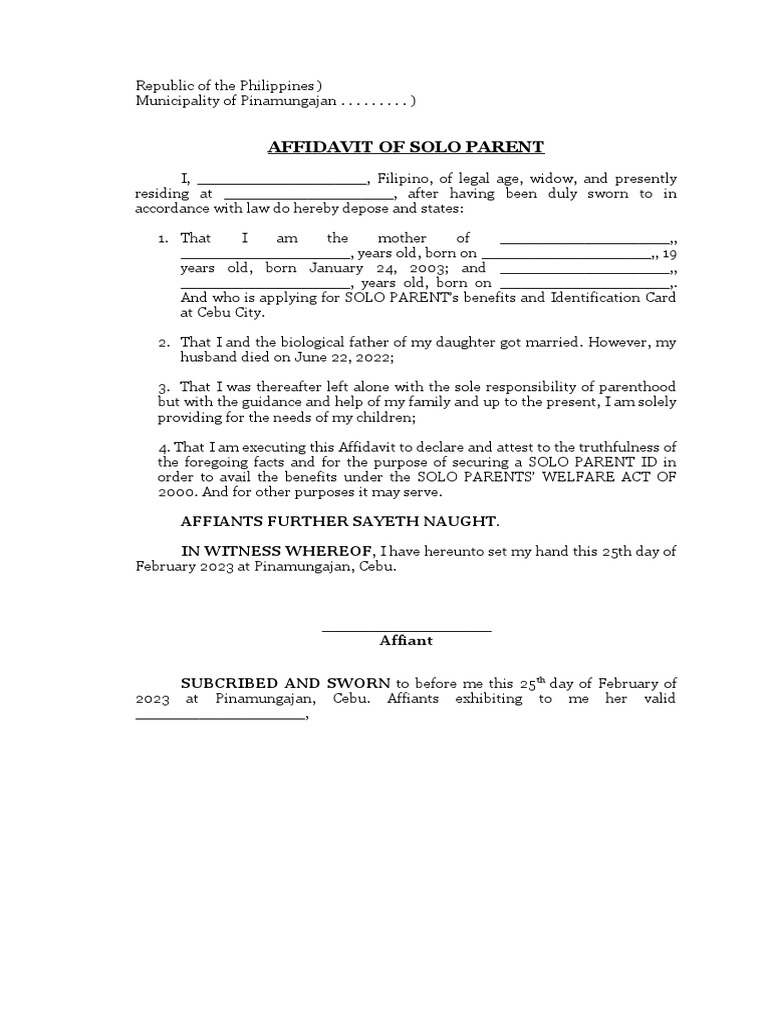 Affidavit of Solo Parent | PDF