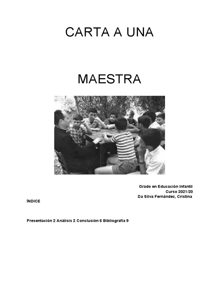 Carta A Una Maestra | Descargar gratis PDF | Enseñando | Aprendizaje