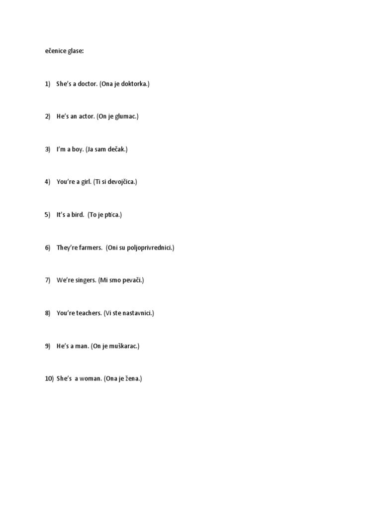Glagol TO BE VEZBA | PDF