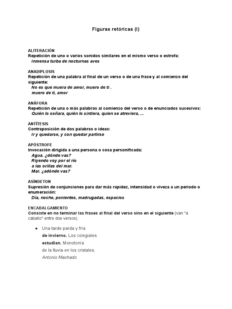 Tipos y Ejemplos de Figuras Retóricas | PDF | Palabra | Lingüística