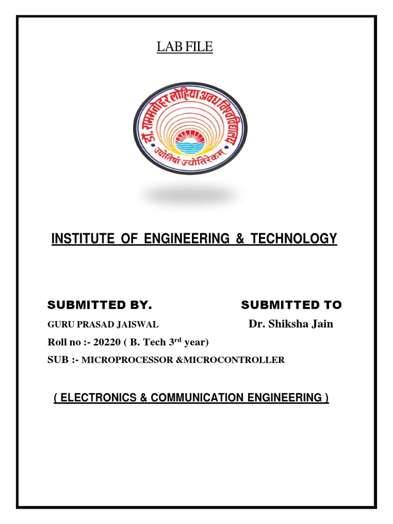 Lab File: Institute of Engineering & Technology | PDF