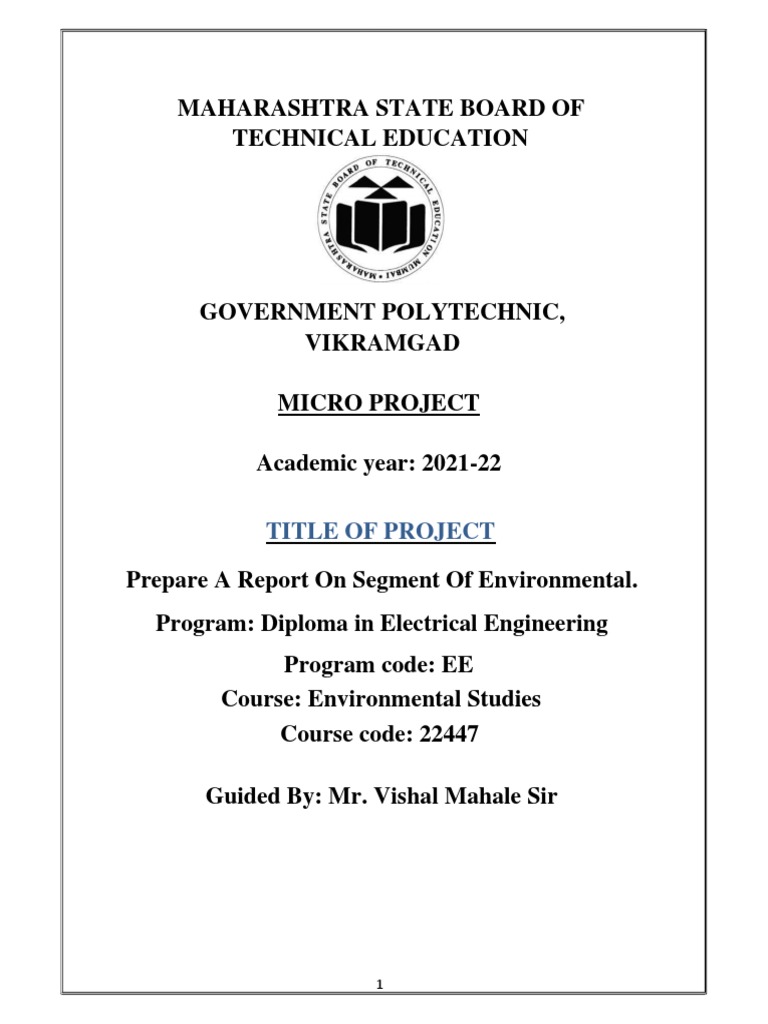 Environmental Studies Micro Project Report | PDF | Earth Sciences ...