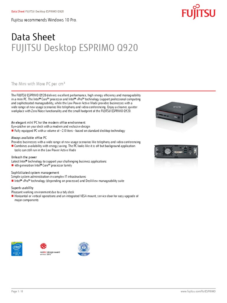 Fujitsu ESPRIMO-Q920 | PDF | Solid State Drive | Bios