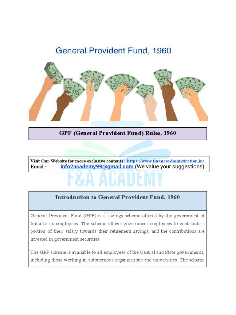 GPF (General Provident Fund) Rules, 1960 and Contributory Provident ...
