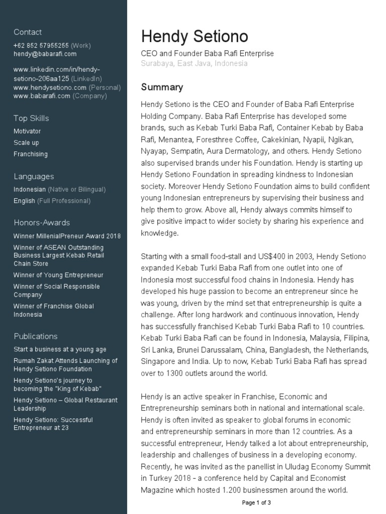 Hendy Setiono | PDF | Entrepreneurship | Indonesia