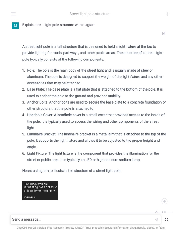 Explain Street Light Pole Structure With Diagram | PDF