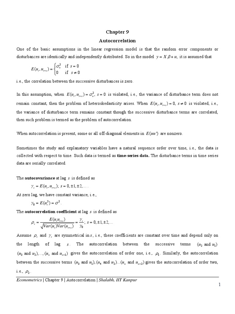 Econometrics: Understanding Autocorrelation | PDF | Autocorrelation | Autoregressive Model