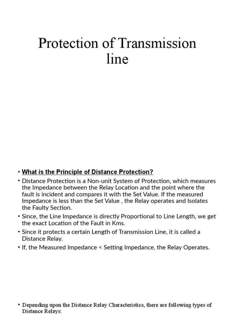 Protection of Transmission Line | PDF | Transformer | Relay