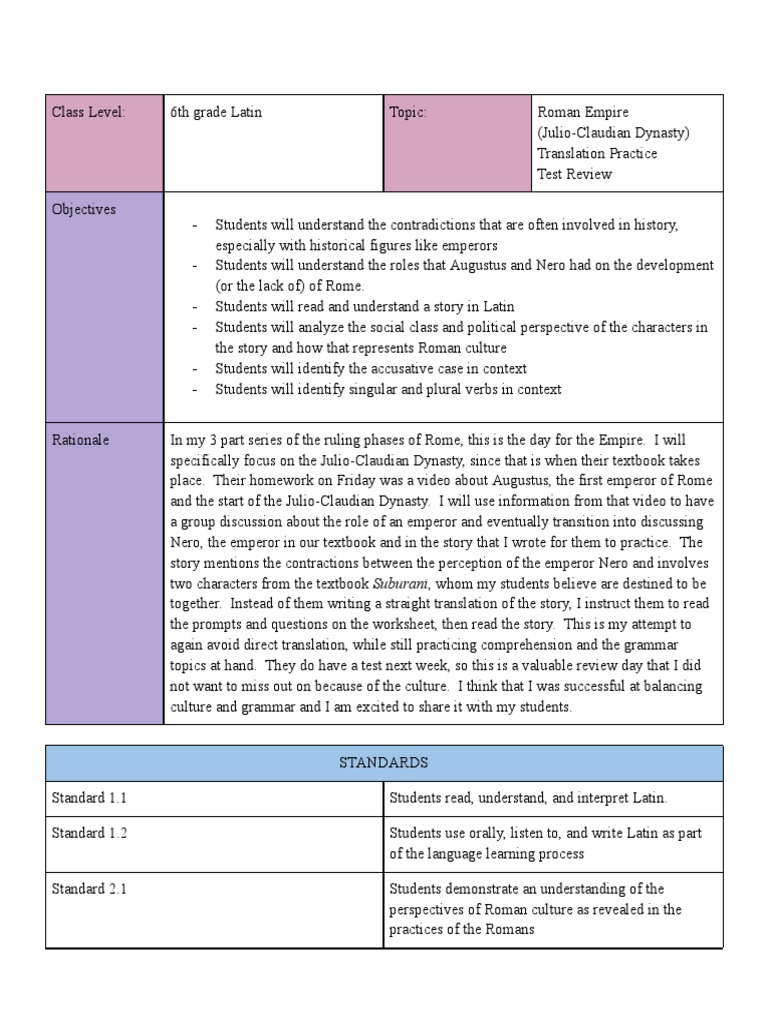 Sample Lesson 1 | PDF | Ancient Rome | Roman Empire