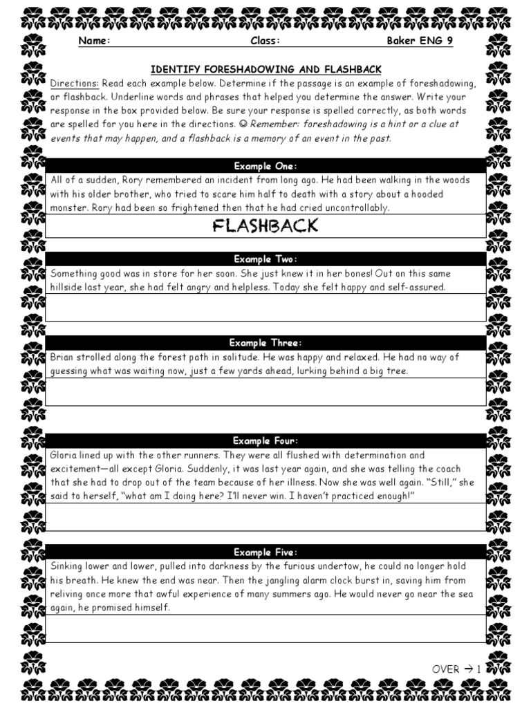 Foreshadowing and Flashback Practice | PDF