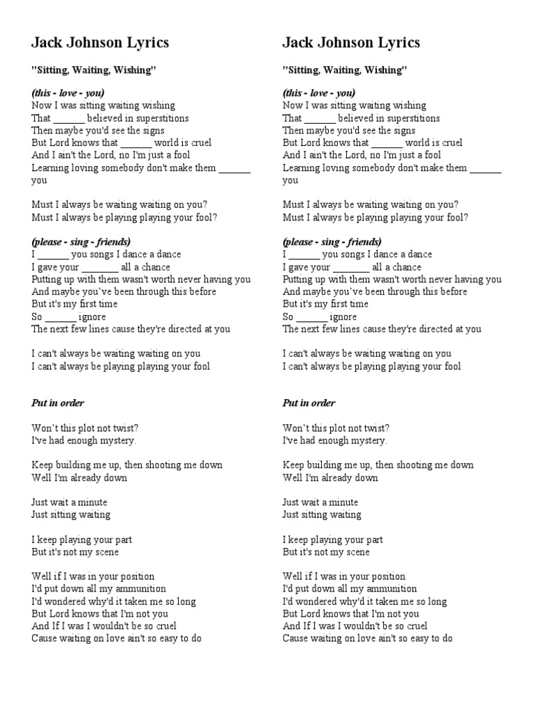 Jack Johnson Lyrics | PDF