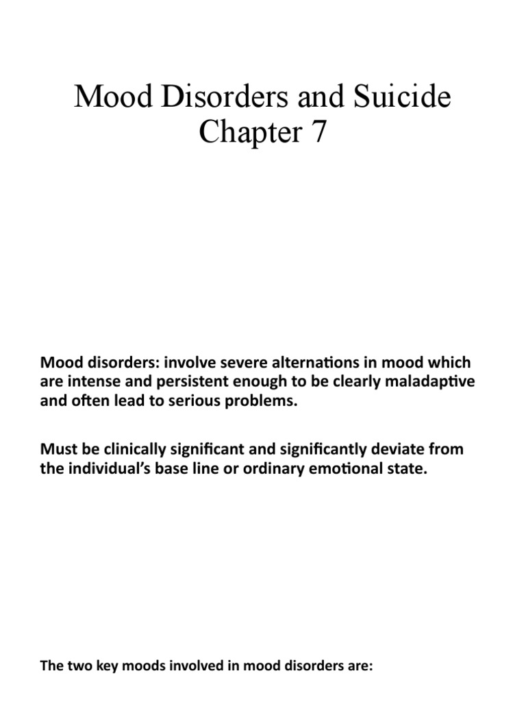 Abnormal Psych CH 7 Mood Disorders | PDF | Bipolar Disorder | Major ...