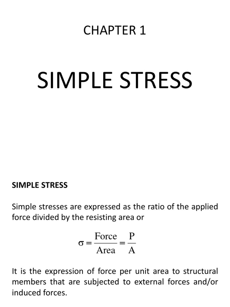CHAPTER 1 Simple Stress | PDF | Stress (Mechanics) | Strength Of Materials