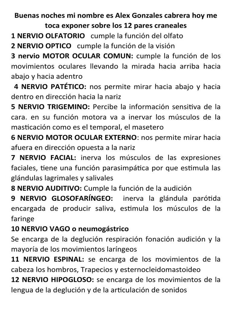 1 NERVIO OLFATORIO Trasmite La Información Olfativa Al Cerebro Borrador ...