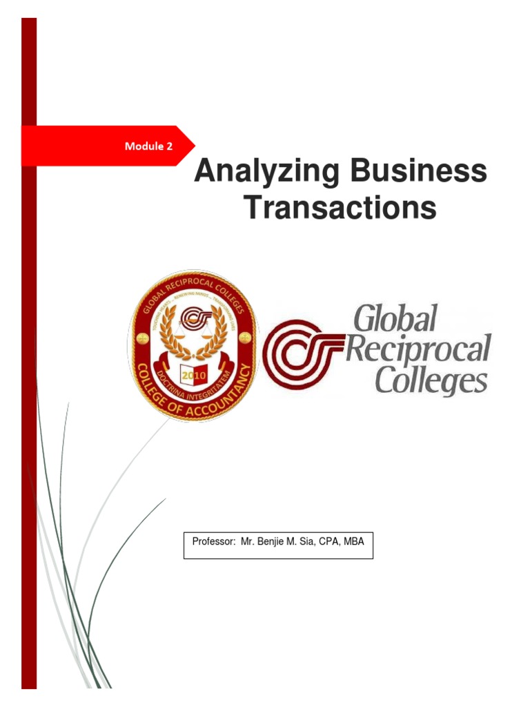 MODULE 2 Analyzing Business Transactions | PDF | Debits And Credits ... MODULE 2 Analyzing Business Transactions | PDF | Debits And Credits ...