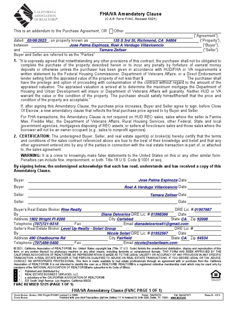 Fhava Amendatory Clause 1221 ts50096 | Download Free PDF | Federal ...