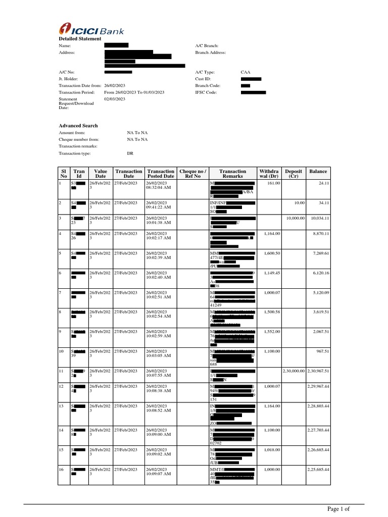 Detailed Statement: Page 1 of | PDF