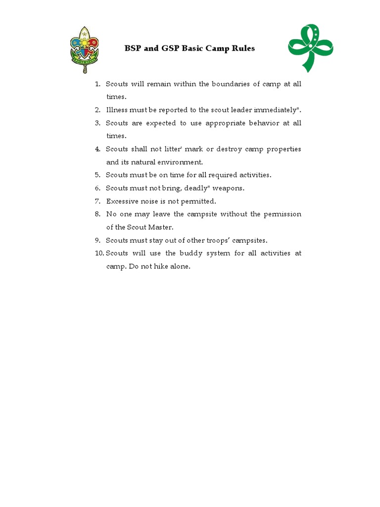 BSP and GSP Camp Rules | PDF