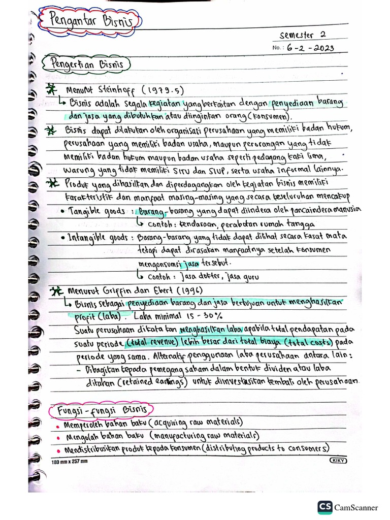 Catatan Pengantar Bisnis | PDF