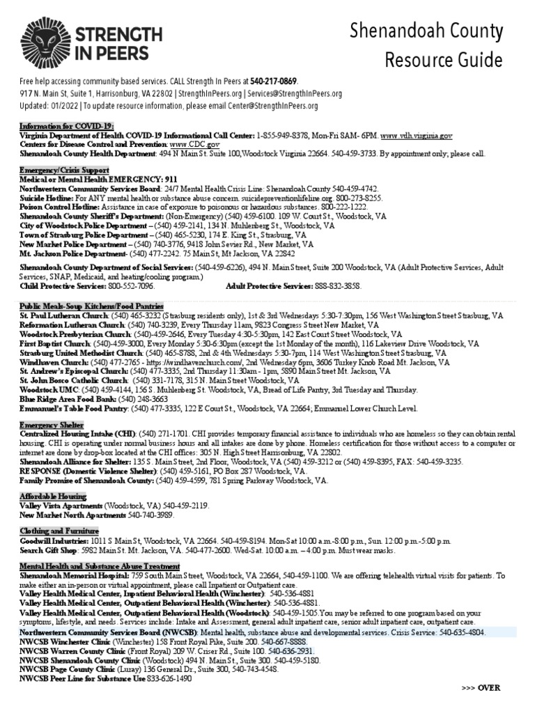 Shenandoah County Resource Guide 2022 | PDF | Patient | Hospital