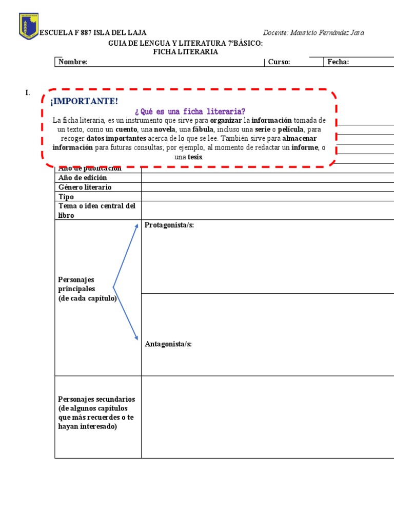 ficha literaria 7º | PDF