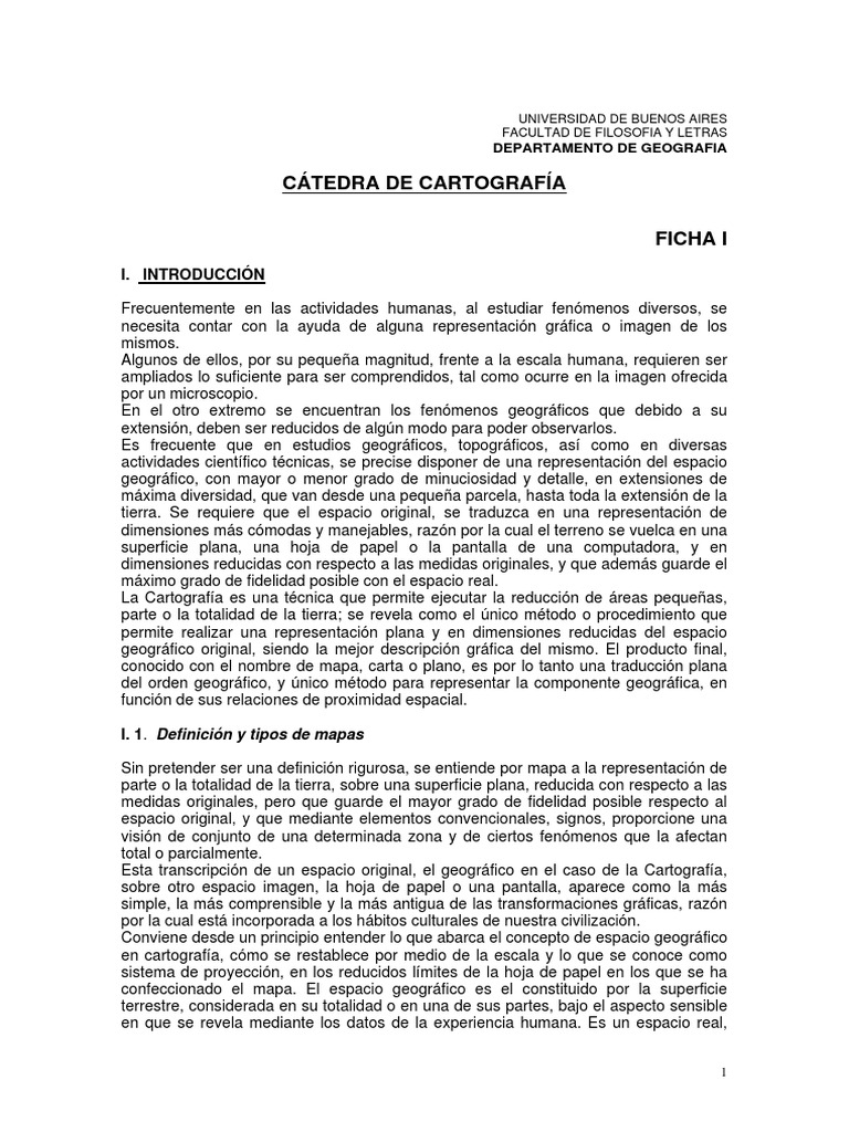 U 1 - Ficha - I IGM - Definición de Mapas | PDF | Mapa | Cartografía
