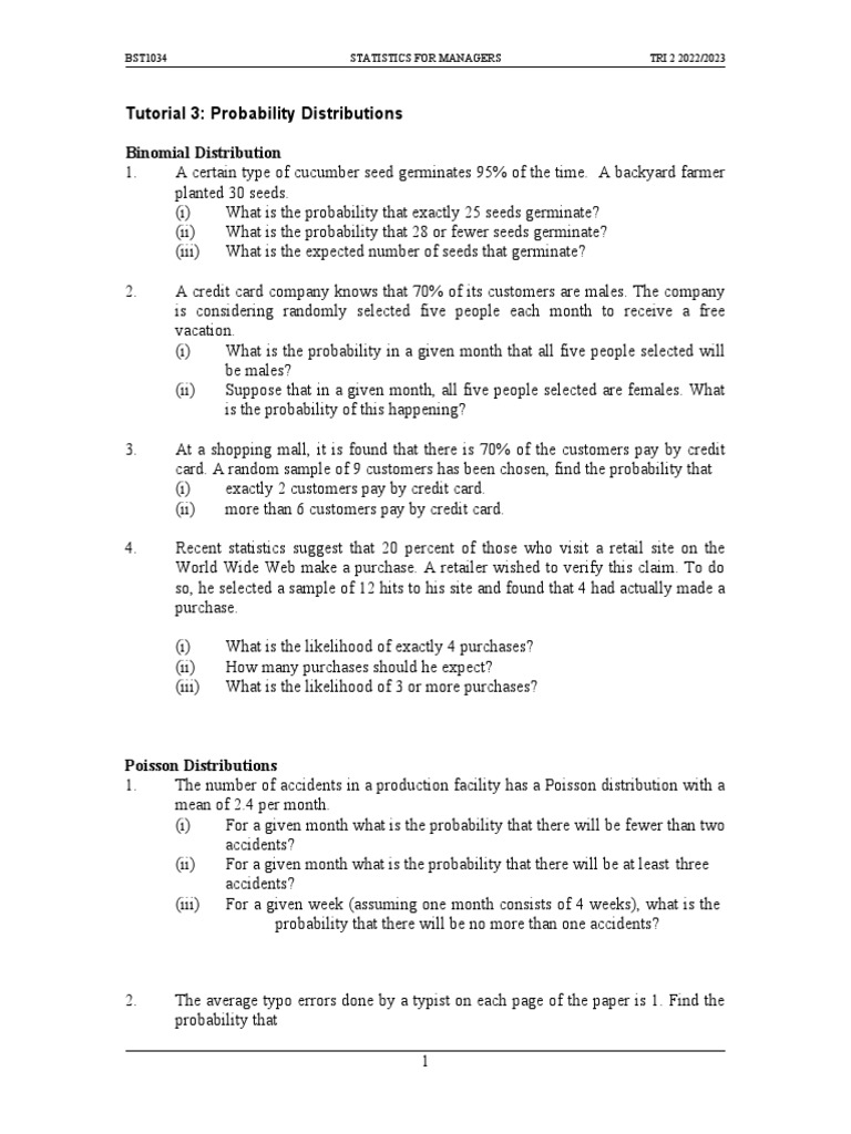 Tutorial 3 | PDF | Errors And Residuals | Poisson Distribution