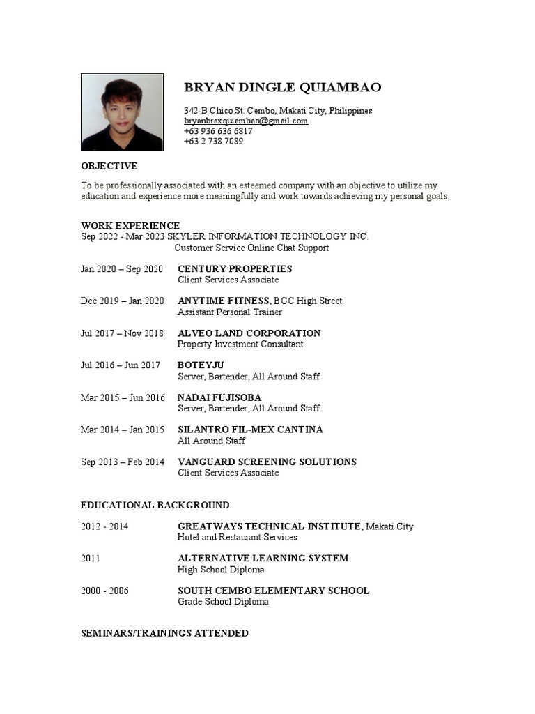 Resume - Bryan Quiambao | PDF