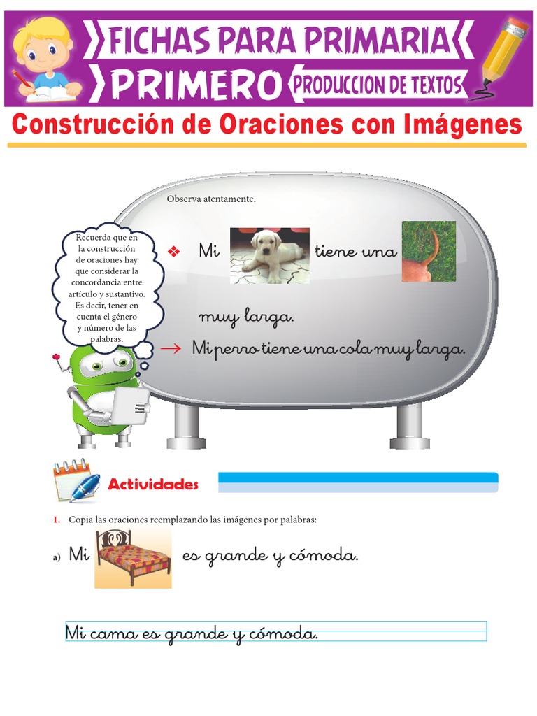 Construcción de Oraciones Con Imágenes para Primer Grado de Primaria | PDF