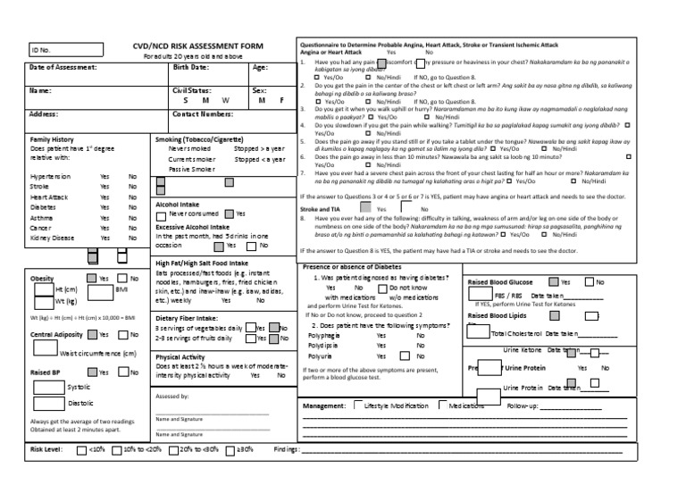 Facility Risk Assessement Form 2016 | PDF | Diabetes | Myocardial ...