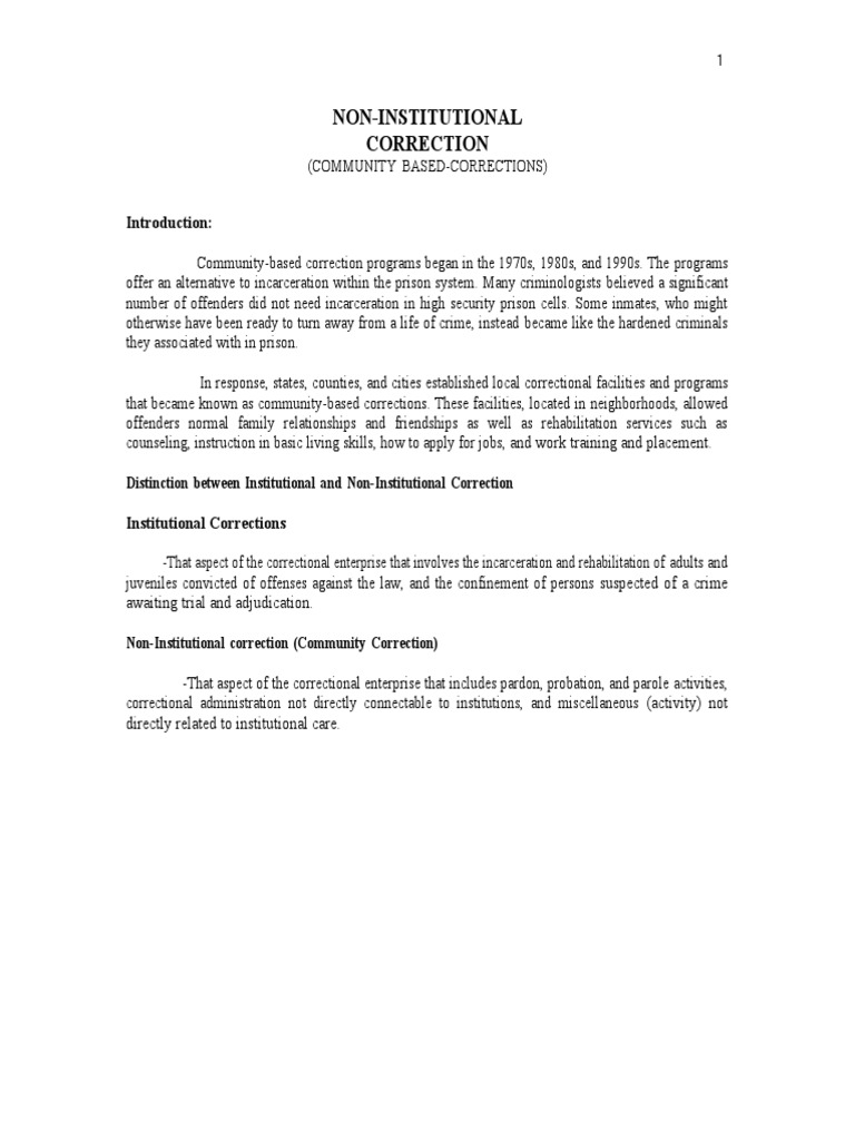 Non-Institutional Correction | PDF | Parole | Probation
